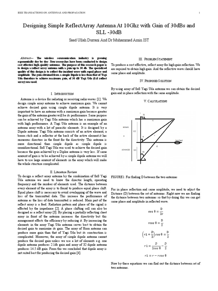 Reflect Array Antenna | PDF | Antenna (Radio) | Waves