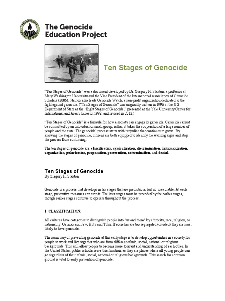 Gregory Stanton - Ten Stages of Genocide - Paper | PDF | Genocides ...