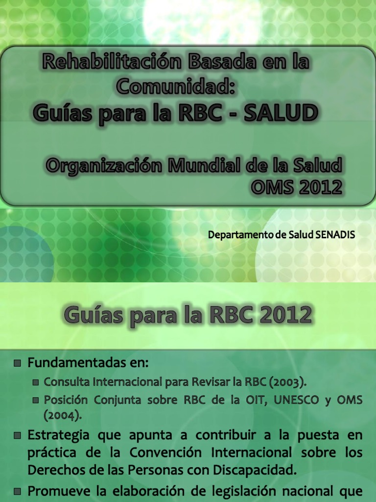Componente Salud - Guías para La RBC OMS - 2012 | PDF | Medicina ...