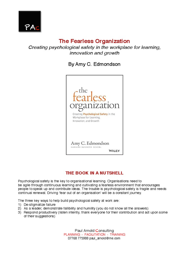 The Fearless Organization | PDF | Creativity | Risk