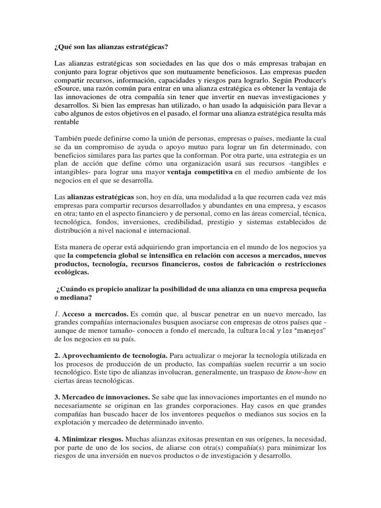 Alianzas Estratégicas | PDF | Proyecto conjunto | Planificación