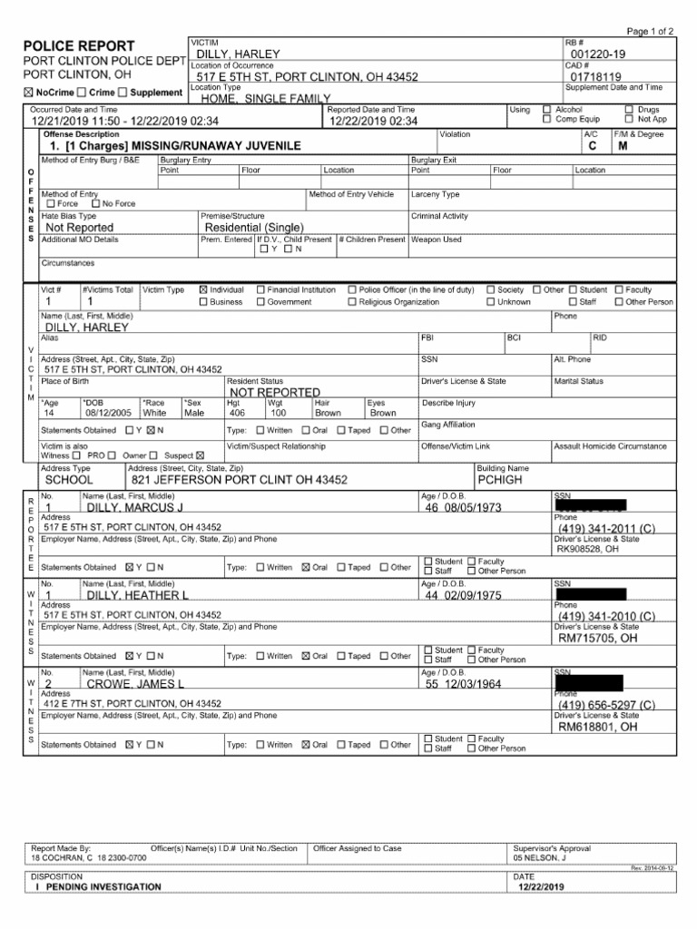 Harley Dilly Police Report | PDF