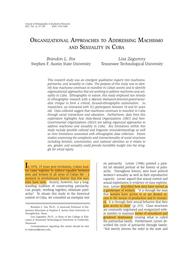 Machismo in Cuba | PDF | Machismo | Patriarchy