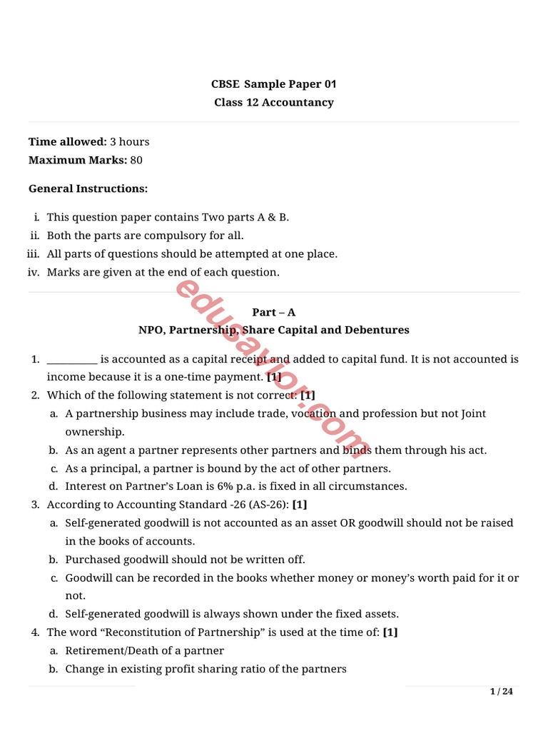 01 Sample Paper | PDF | Balance Sheet | Goodwill (Accounting)
