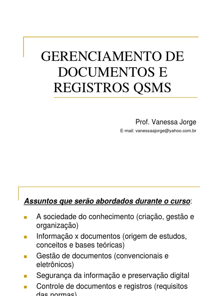 Gerenciamento Doc Registro QSMS | PDF