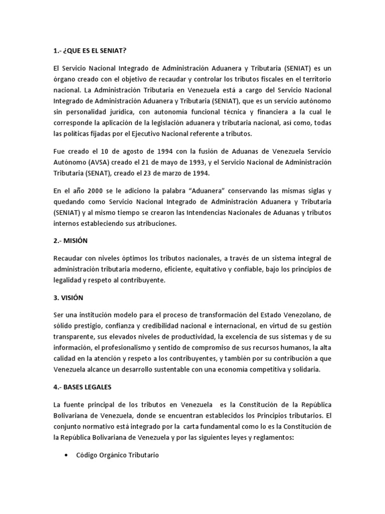 Que Es El Seniat | PDF | Impuesto al valor agregado | Impuestos