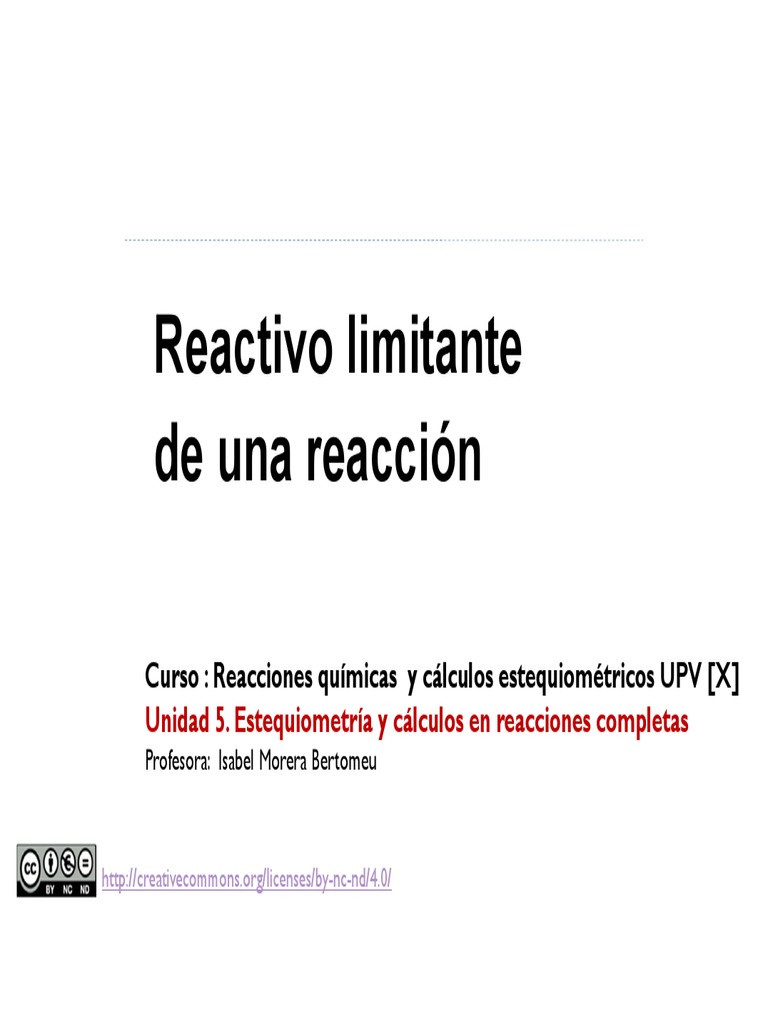5-3 Reactivo Limitante de Reaccion | PDF | Estequiometría | Reacciones ...