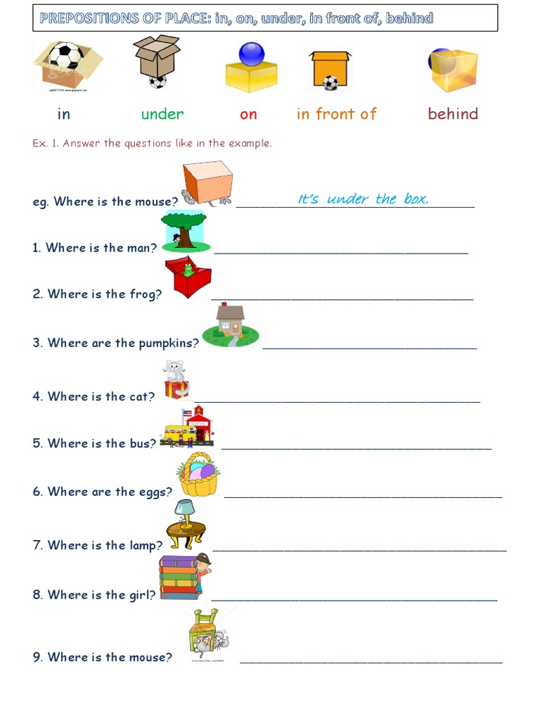 Prepositions of Place Grammar Drills - 70508 | PDF