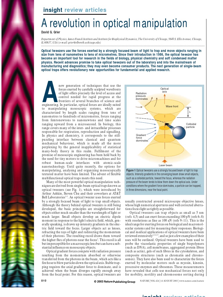 A Revolution in Optical Manipulation | PDF | Holography | Optics