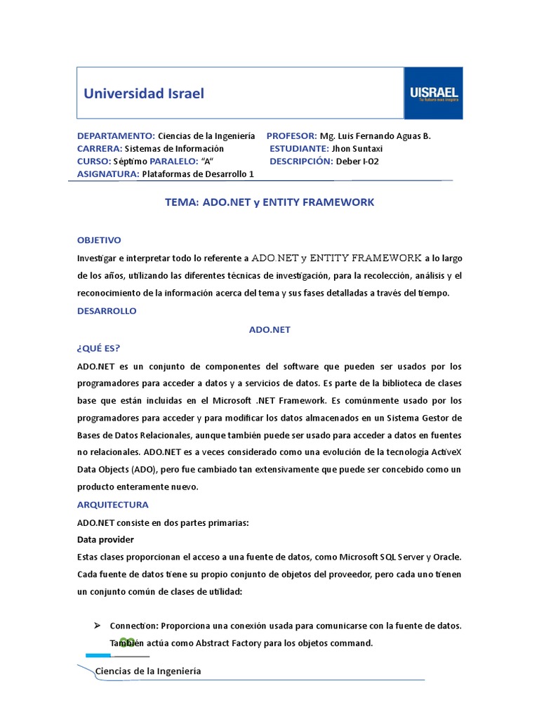 Y ENTITY FRAMEWORK | PDF | Marco de la entidad | Active X Data Objects
