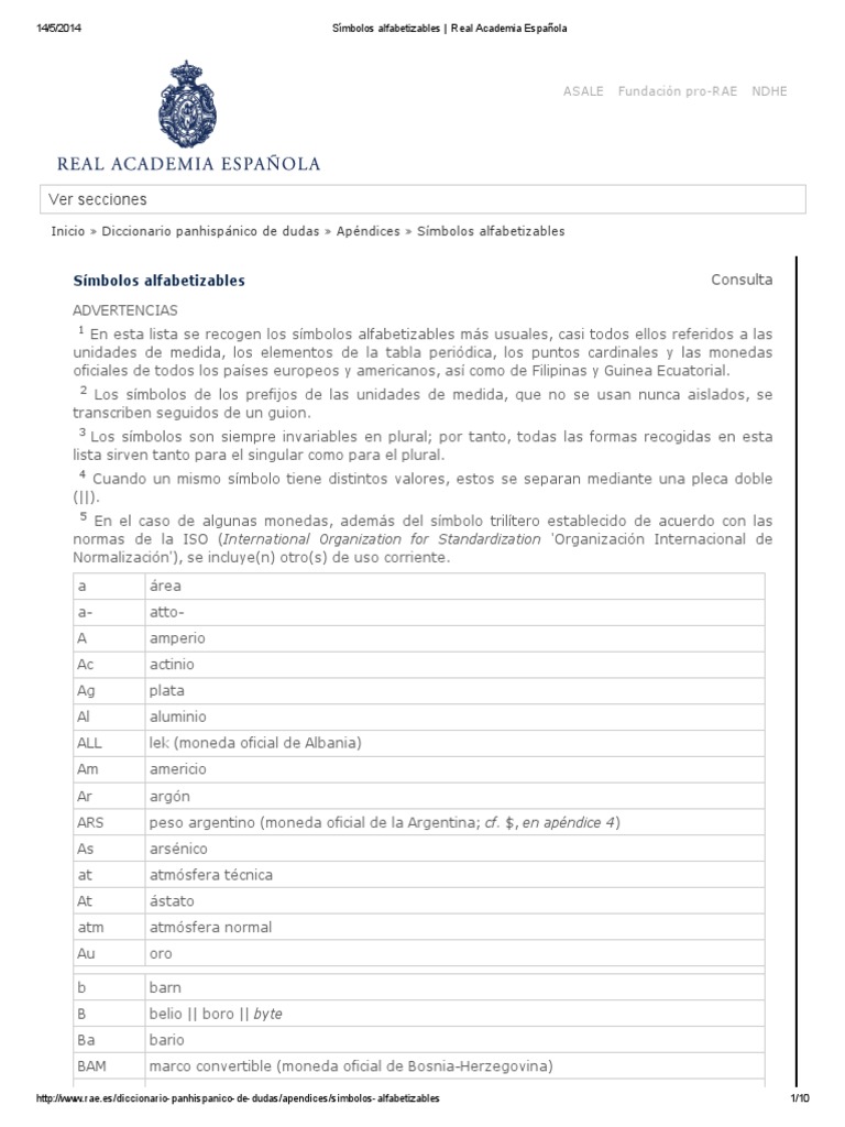 RAE Simbologias y NO Abreviaturas Real Academia Espanola - 1 | PDF ...