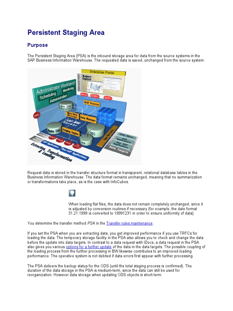 SAP BW Persistent Staging Area Guide | PDF | Subroutine | Information