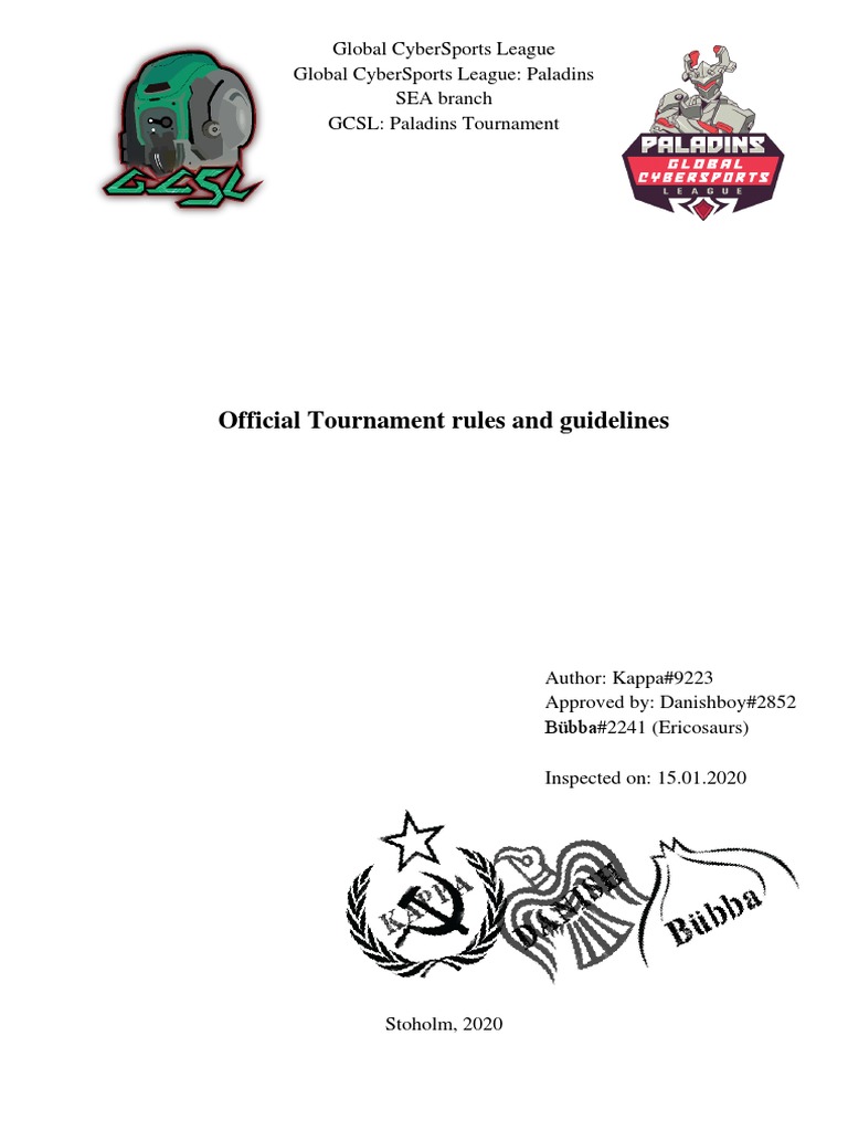 GCSL Official Tournament Rules and Guidelines V 1.1 | PDF | Tournament ...