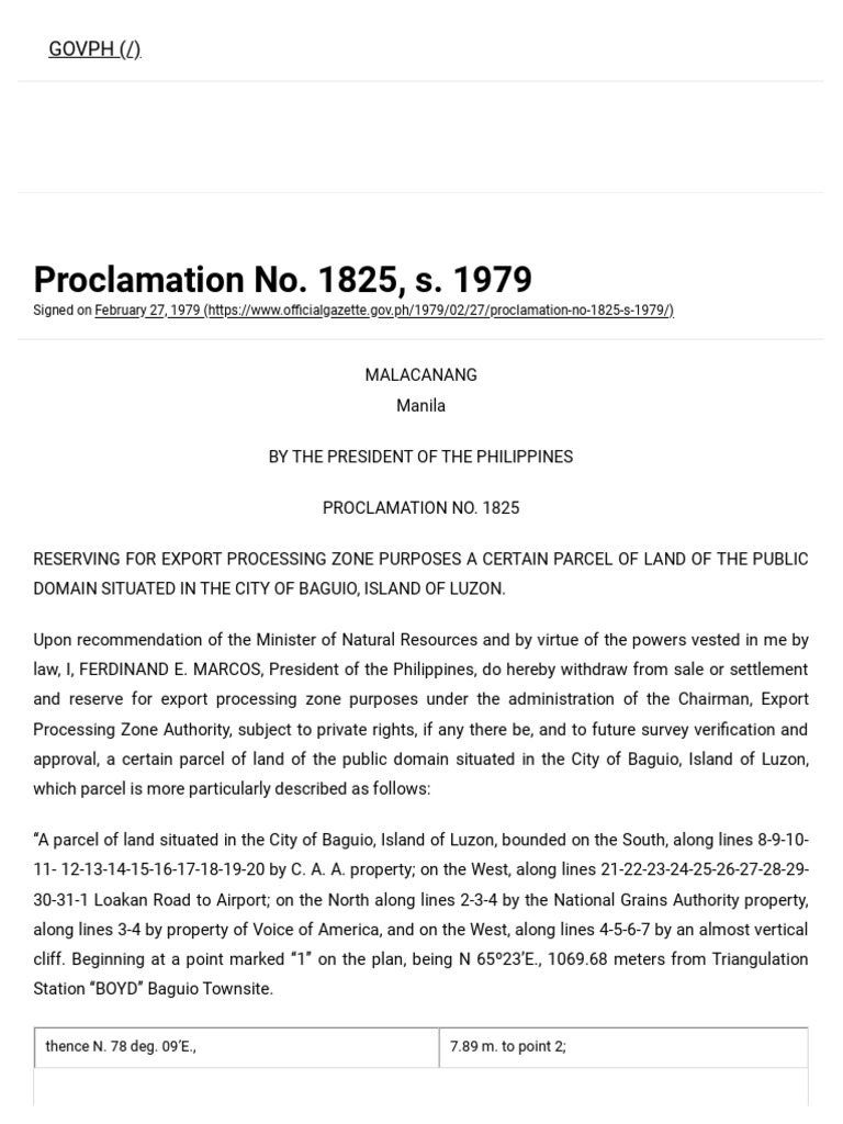 Proclamation No. 1825, S. 1979 | PDF | President Of The Philippines ...