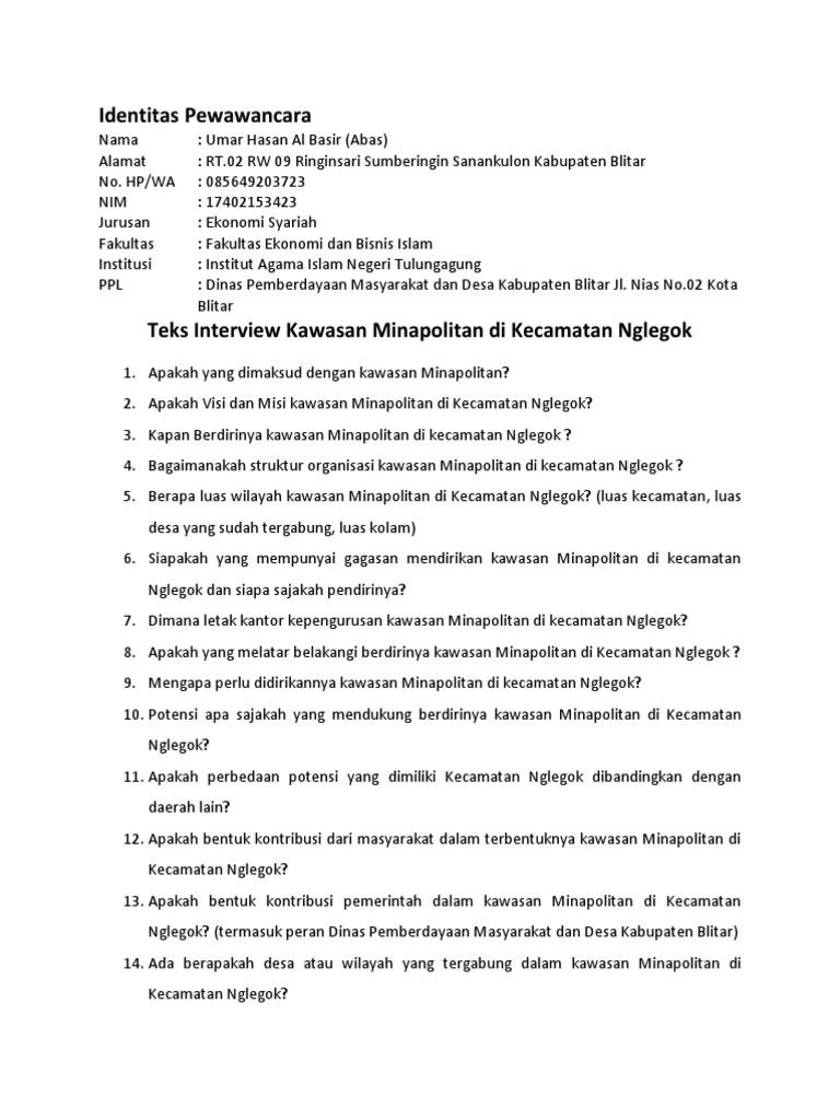 Teks Interview Minapolitan Nglegok | PDF