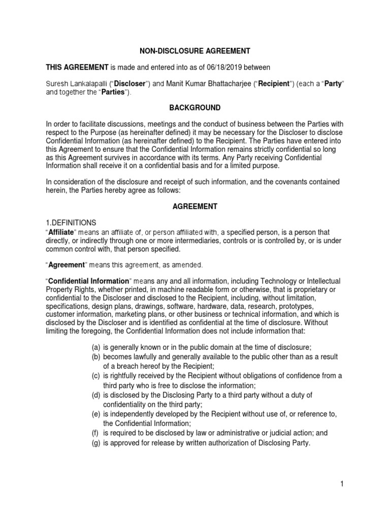 NDA Template | PDF | Non Disclosure Agreement | Trade Secret