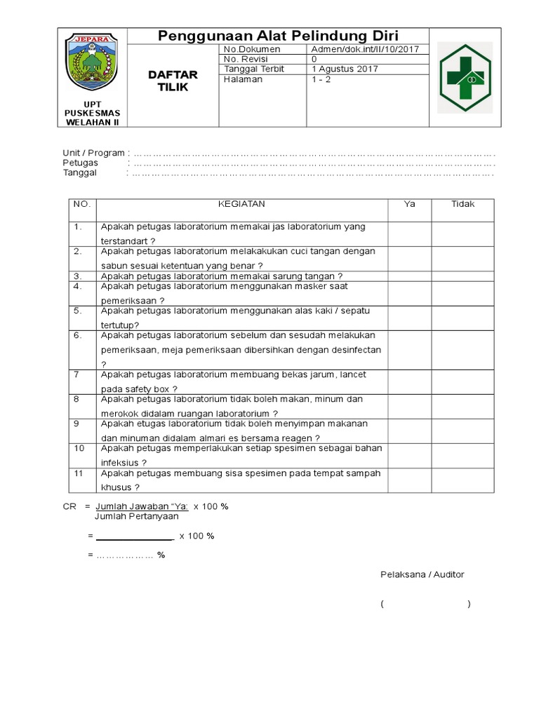 Evaluasi Penggunaan APD di Laboratorium | PDF