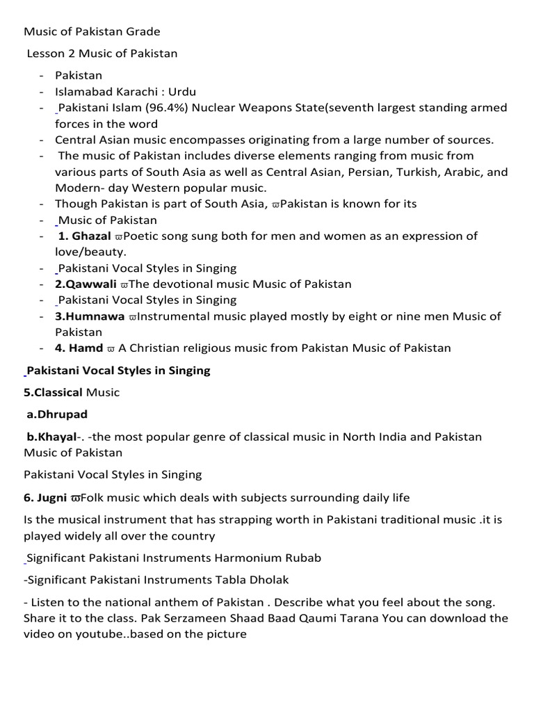 Overview of Traditional Music in Pakistan | PDF | Art | Religion ...