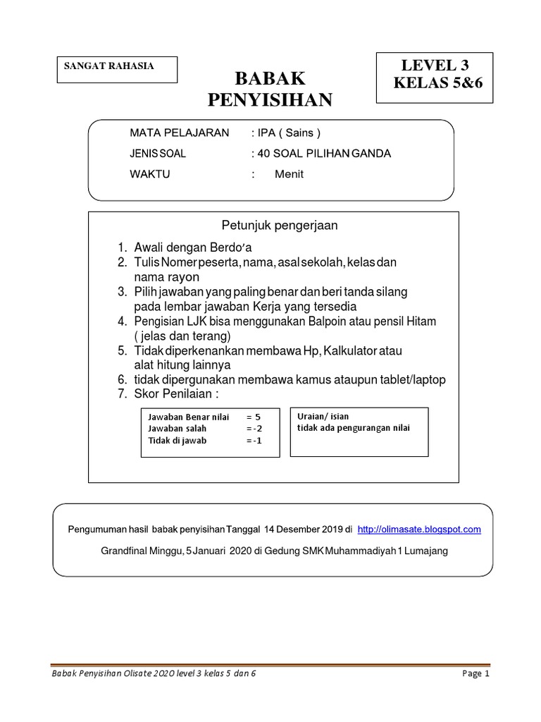 Soal Level 3 Ipa Kelas 5 Dan 6 PDF | PDF