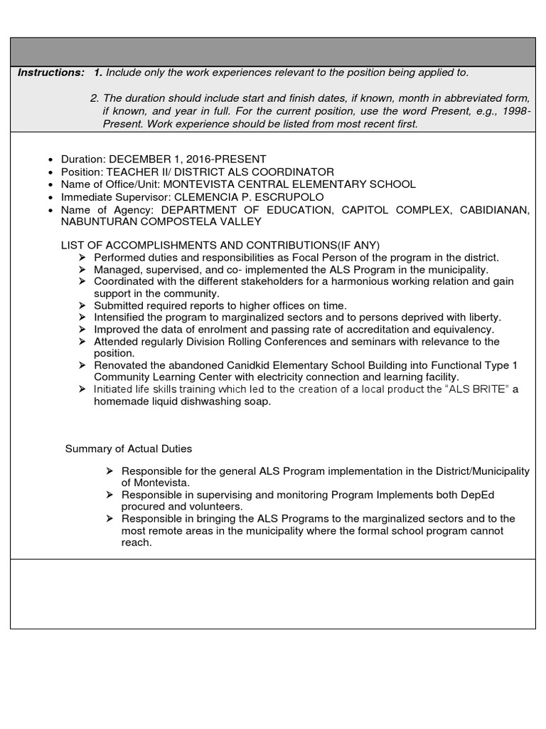 Work Experience Sheet 2019 | PDF | Learning | Behavior Modification