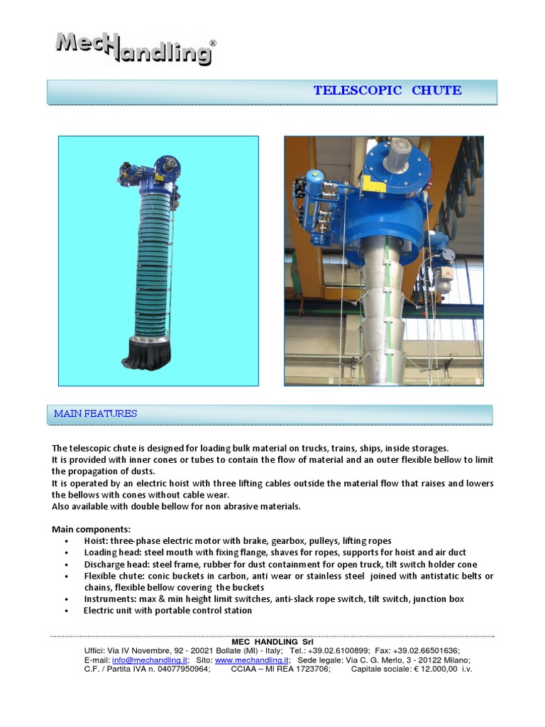 Telescopic Chute Design Overview | PDF | Carbon | Manufactured Goods