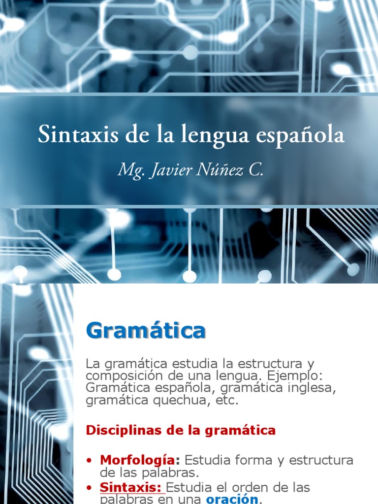 Sintaxis española-JNuñez | PDF | Oración (Lingüística) | Asunto (gramática)