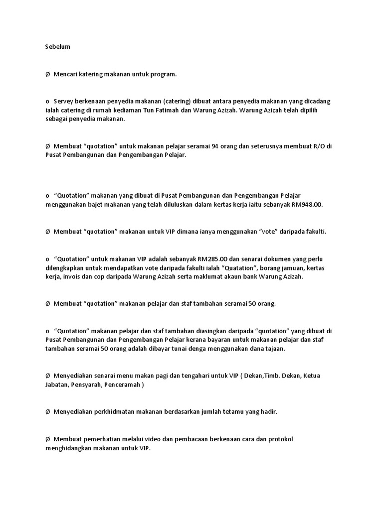 Check List Ajk Makanan | PDF