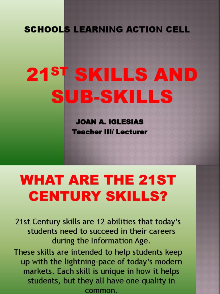 21st Skills and Sub-Skills (Lac) | PDF | Literacy | Creativity