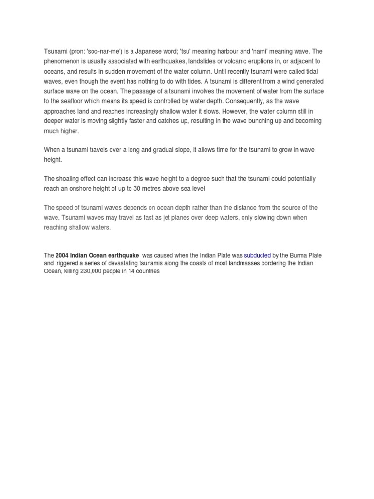 Understanding Tsunamis: Causes and Effects | PDF