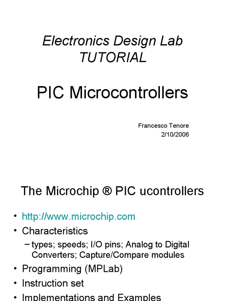 Electronics Design Lab Tutorial: PIC Microcontrollers | PDF | Analog To ...