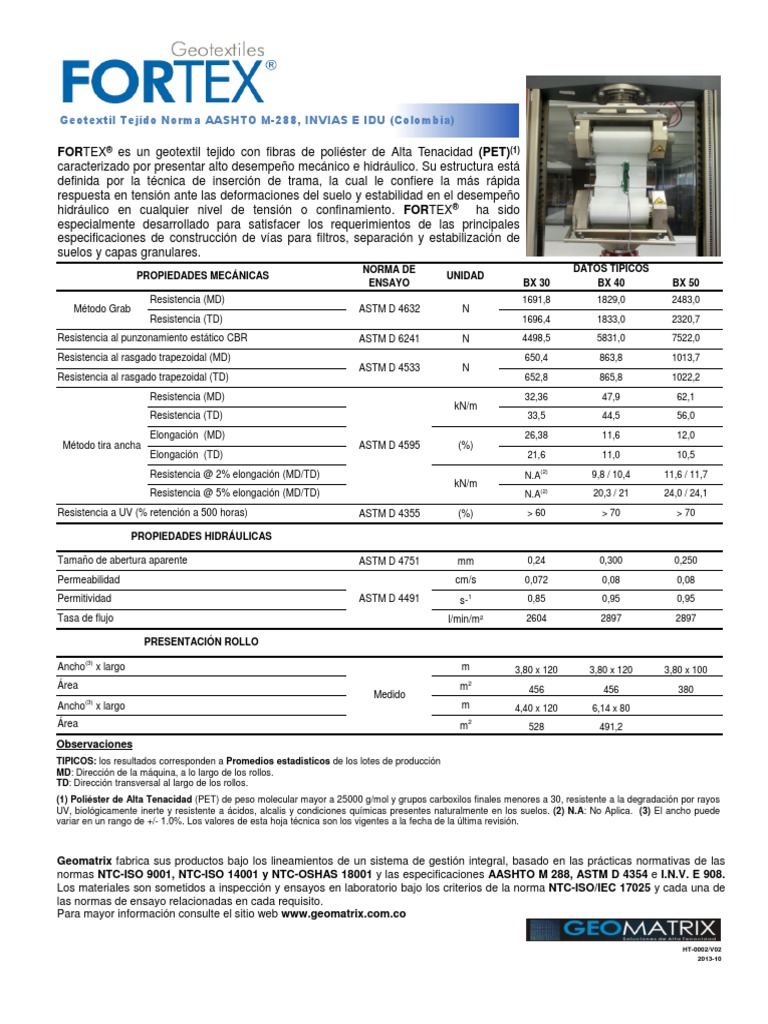 Fortex BX Geomatrix | PDF | Ingeniería geotécnica | Naturaleza