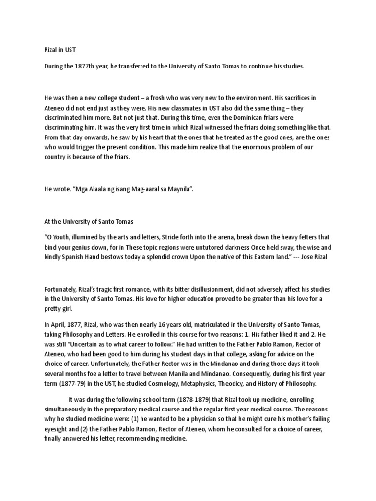 Rizal in UST | PDF