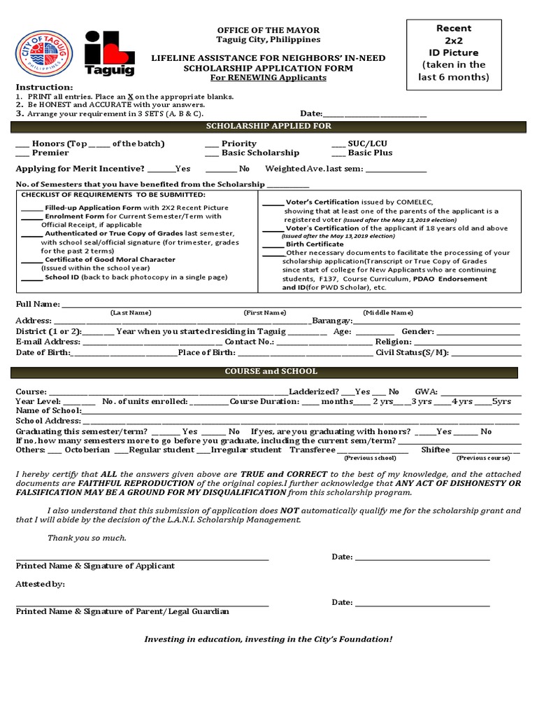 LANI RENEWING Application Form PDF | PDF | Academic Term | Behavior Modification
