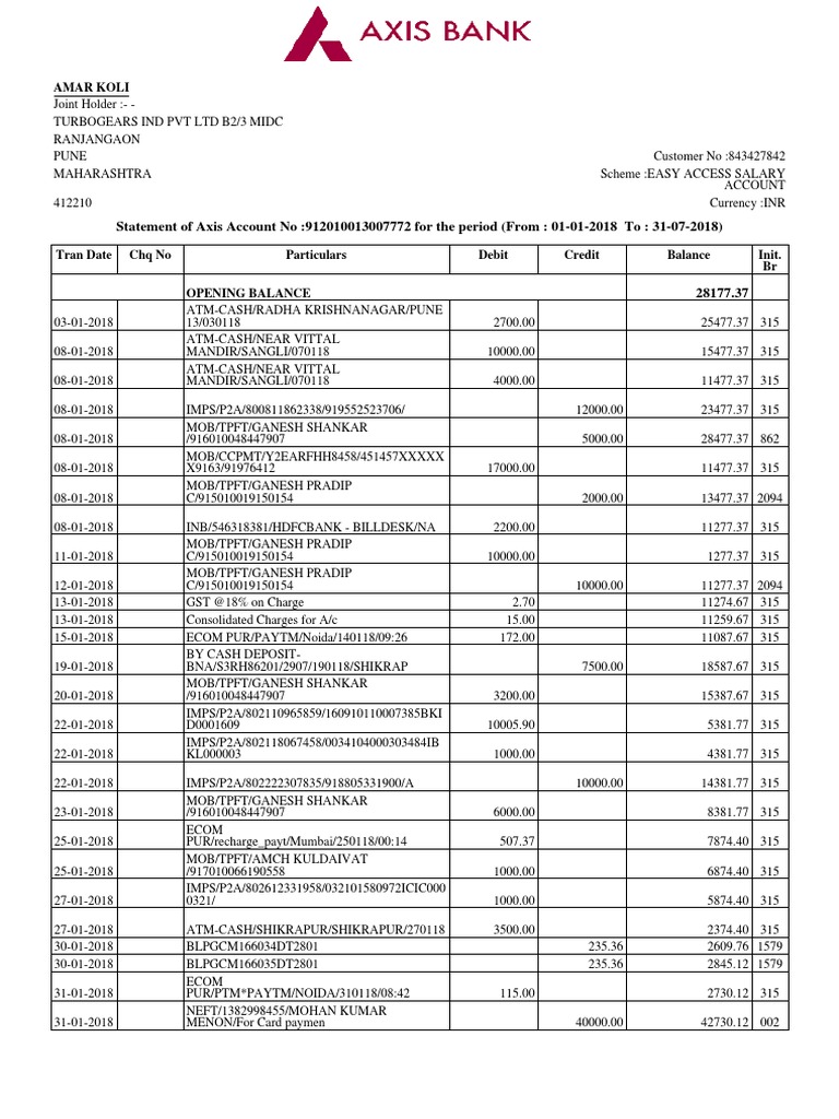 Statement Amar Koli | PDF | Debit Card | Automated Teller Machine