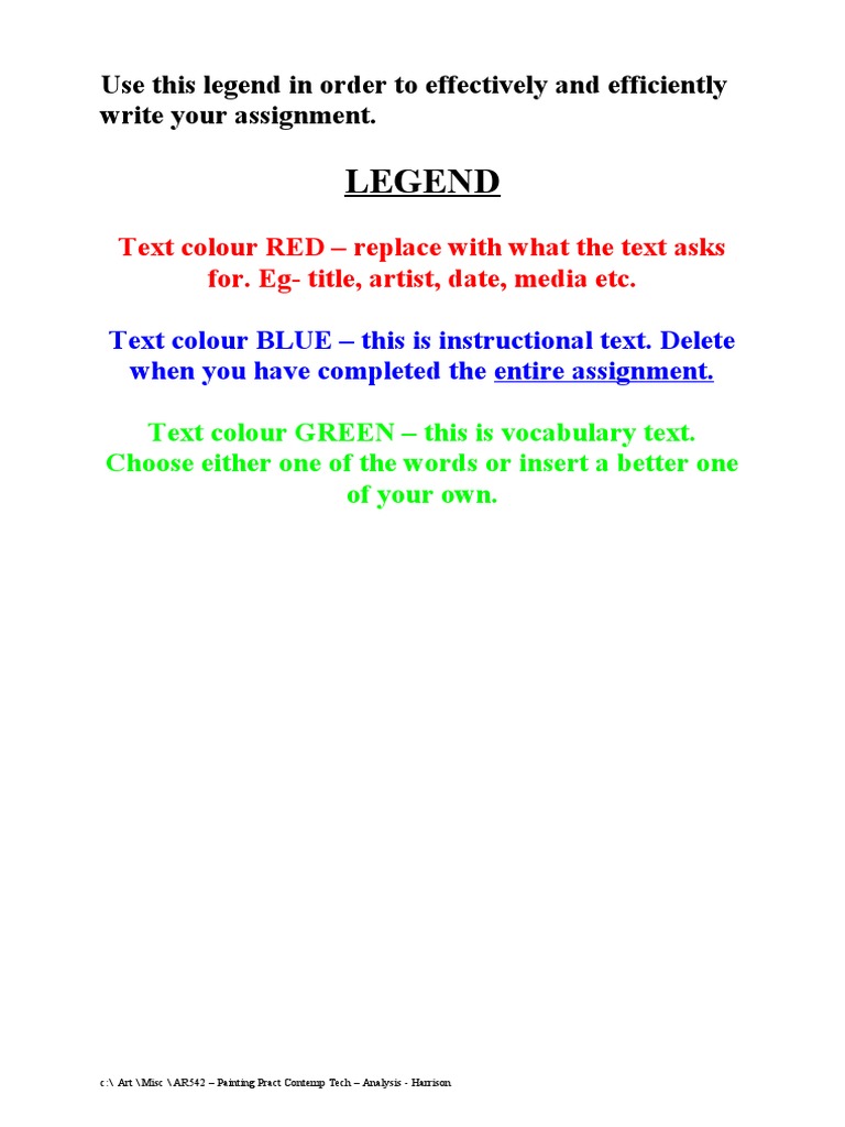 Legend: Text Colour RED - Replace With What The Text Asks For. Eg-Title ...