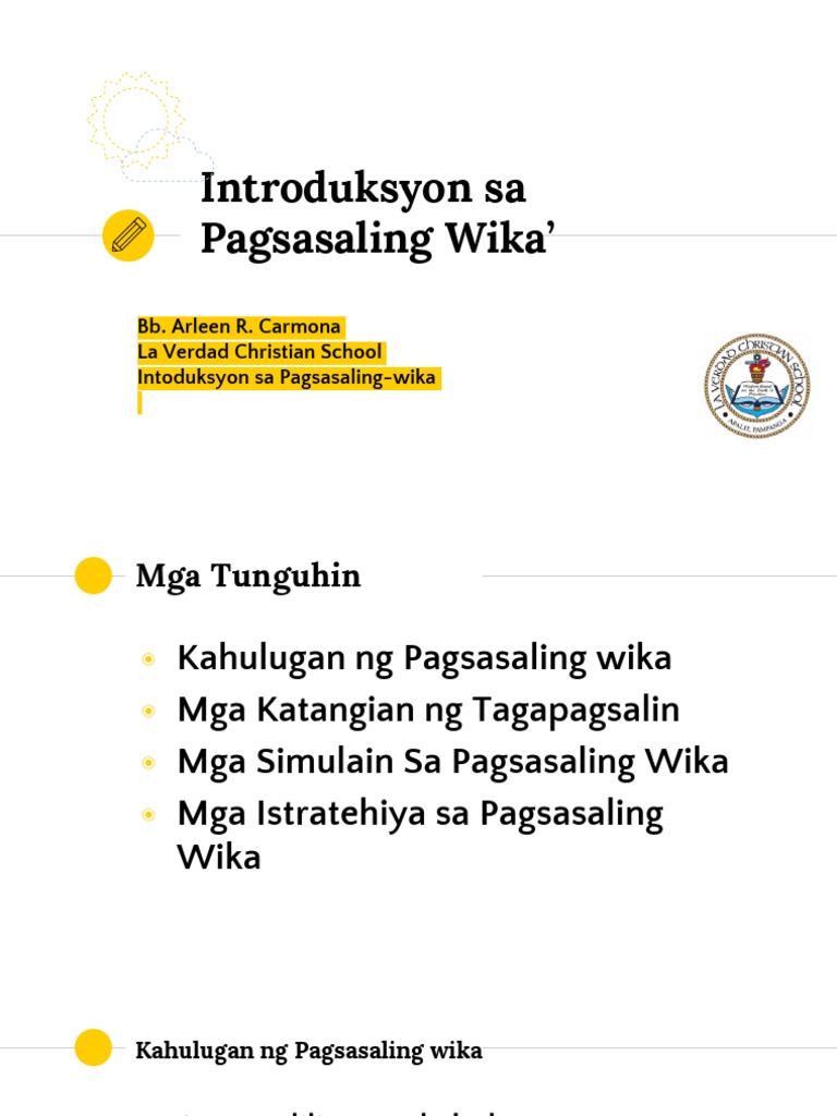 Introduksyon Sa Pagsasaling Wika' | PDF
