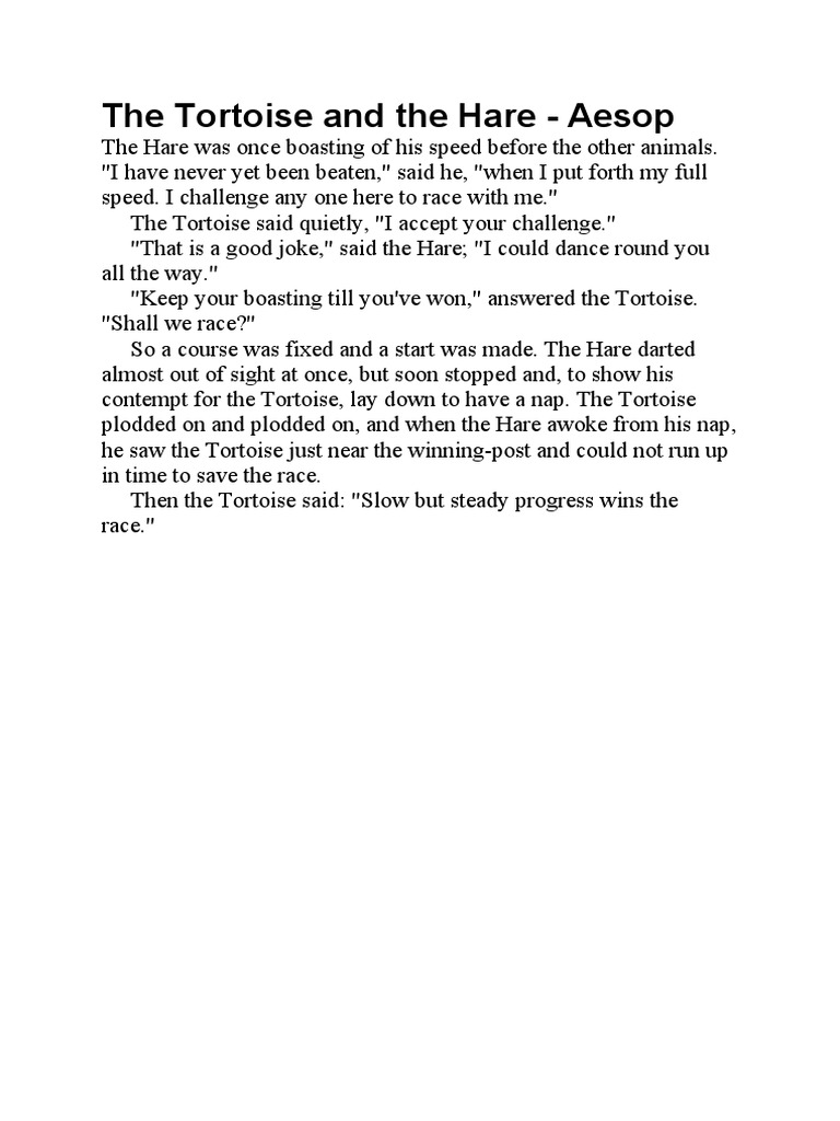 The Tortoise and The Hare - Aesop | PDF | Sheep