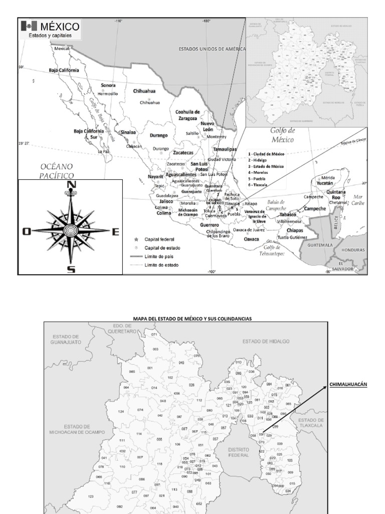 Mapa Del Estado de México y Sus Colindancias | PDF