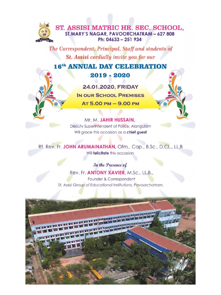 16th Annual Day Invitation 2020 | PDF