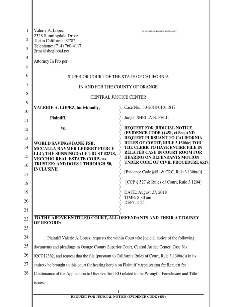 Judicial Notice - Final | PDF | Mail | United States Postal Service