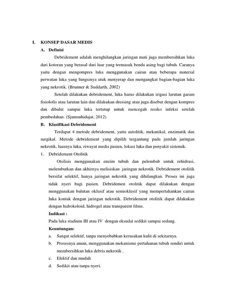 Metode dan Tujuan Debridement Luka | PDF | Kesehatan Holistik | Sains & Matematika