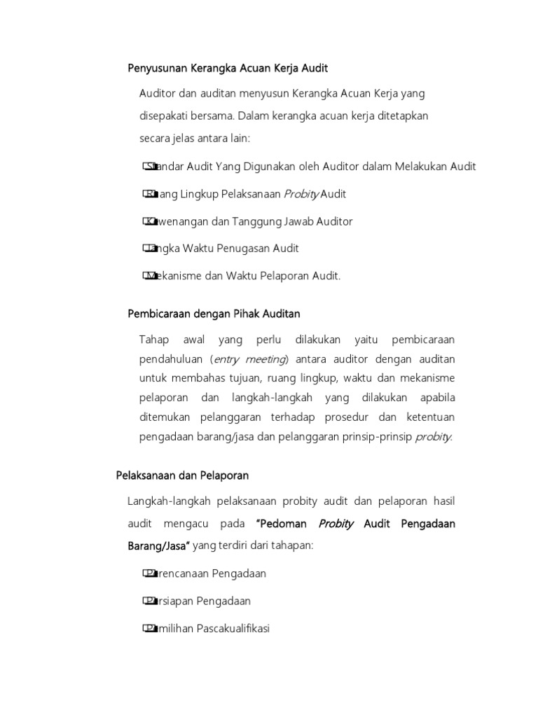 Contoh LHP Audit Probity Pengadaan | PDF