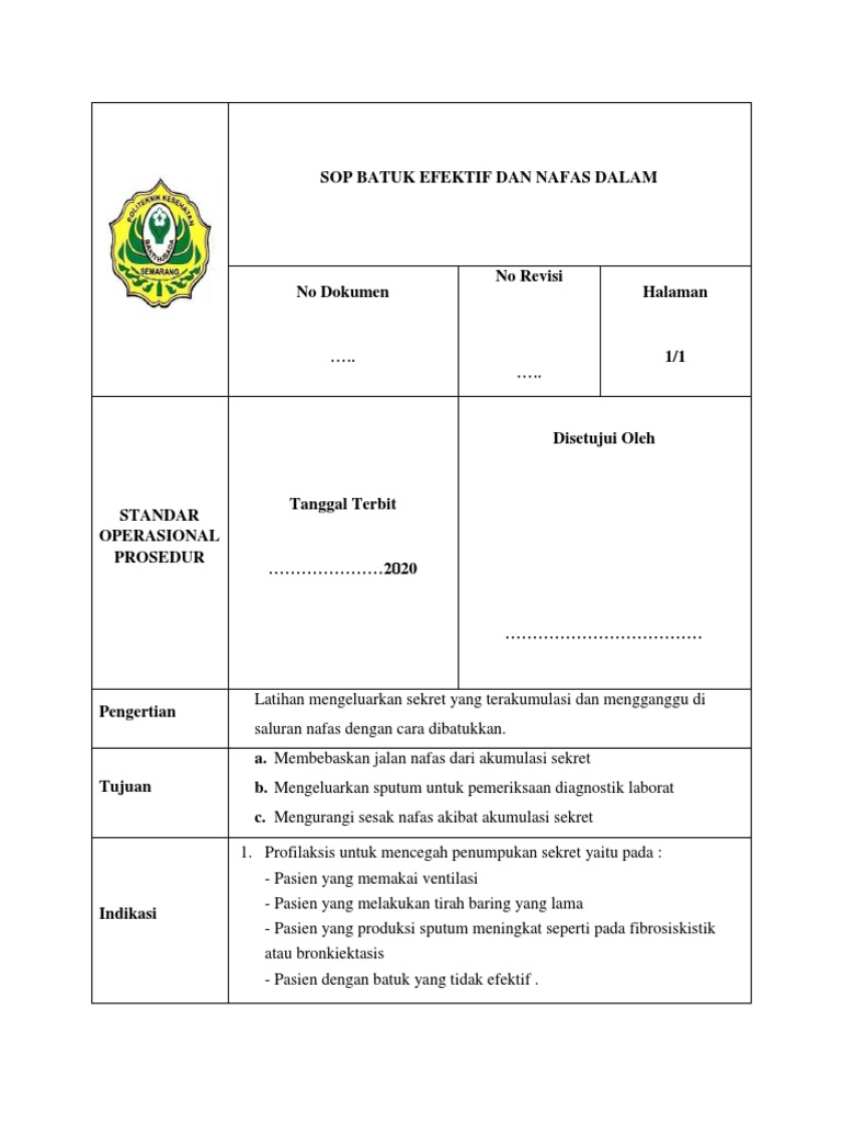 Sop Batuk Efektif Dan Nafas Dalam | PDF