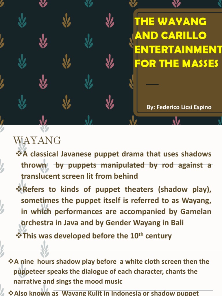 The Wayang and Carillo Entertainment For The Masses Phil Lit | PDF ...