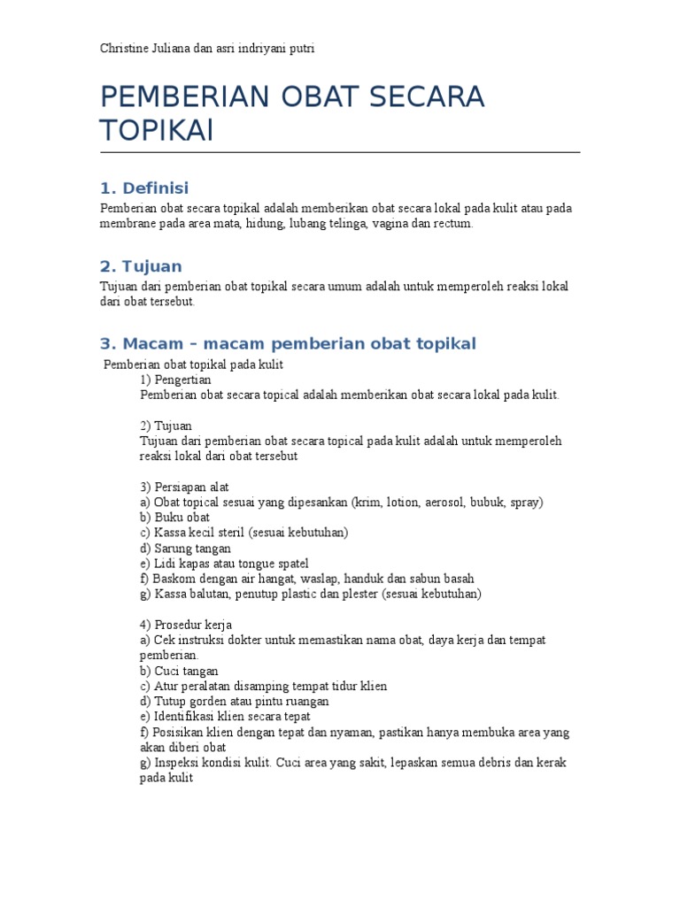 Panduan Pemberian Obat Topikal | PDF