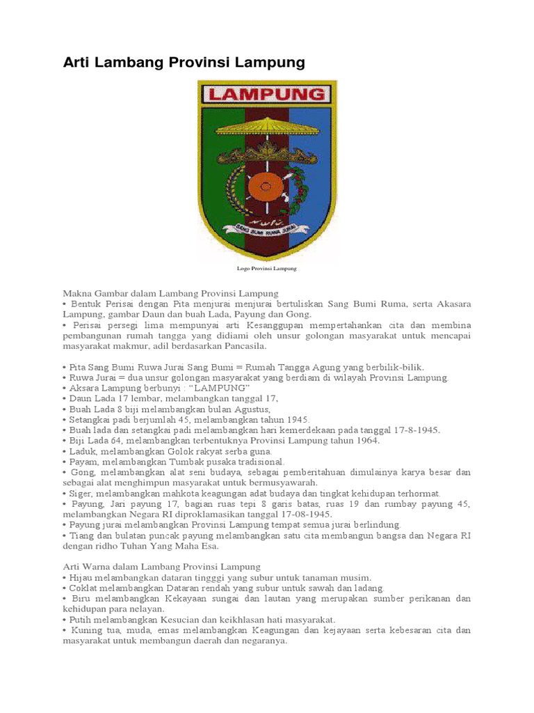 Arti Lambang Provinsi Lampung | PDF
