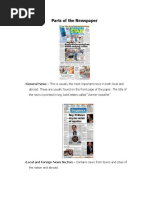 Parts of a Newspaper Explained | PDF | Newspapers | News