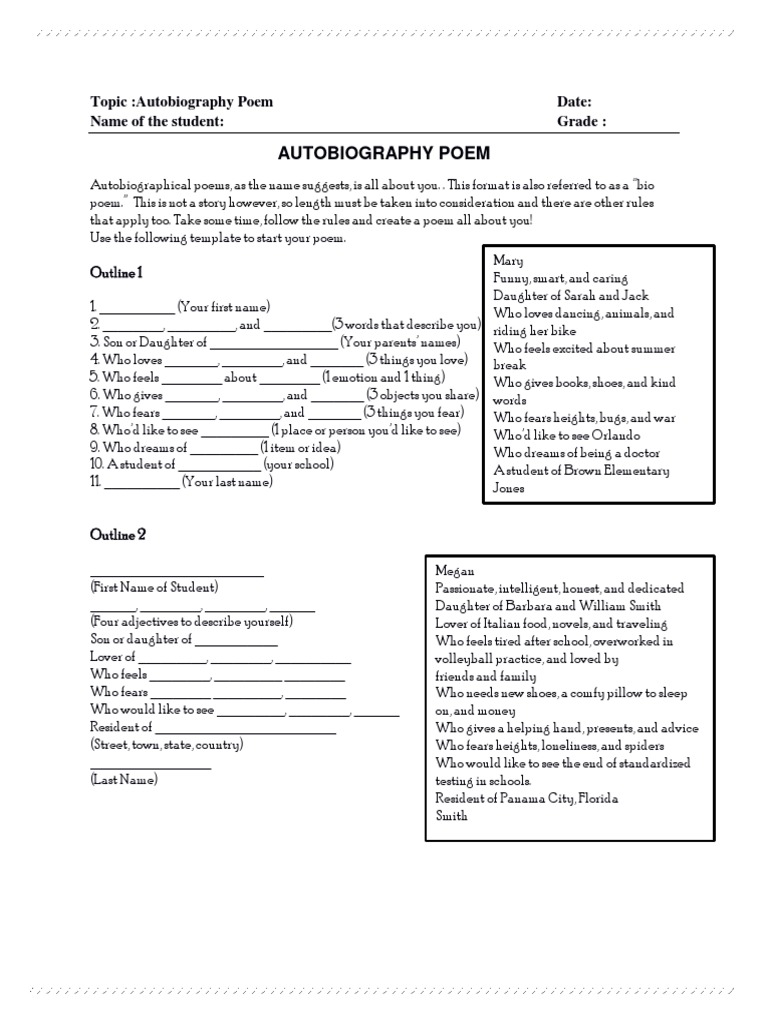 Creative Writing Autobiography Poem | PDF