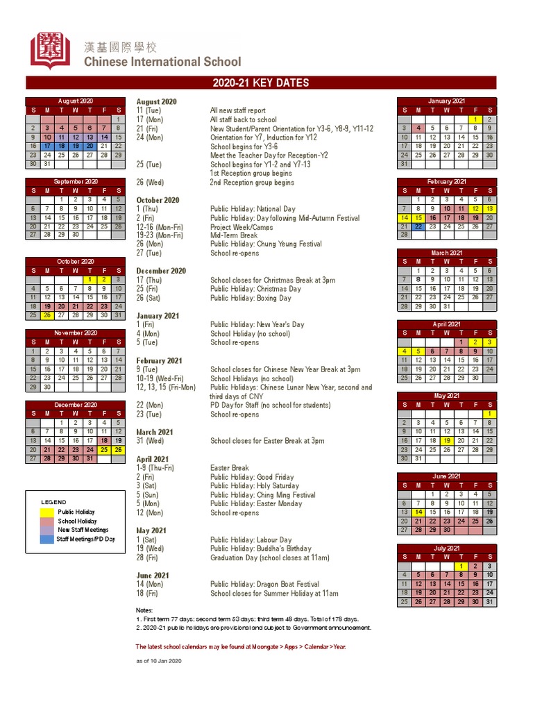 2020-21 School Calendar Overview | PDF | Observances | Holidays