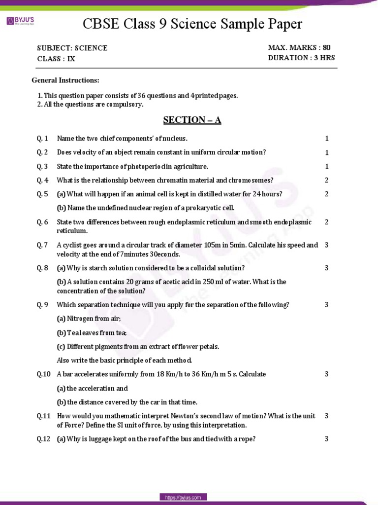 CBSE Class 9 Science Sample Paper SA 1 Set 2 PDF | PDF | Liquids | Force